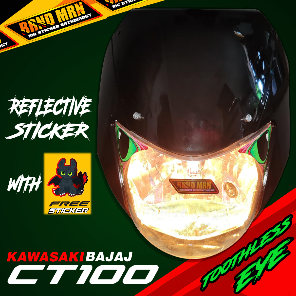 KAWASAKI BAJAJ CT100 TOOTHLESS EYE DECAL REFLECTIVE STICKER TINT | Shopee Philippines