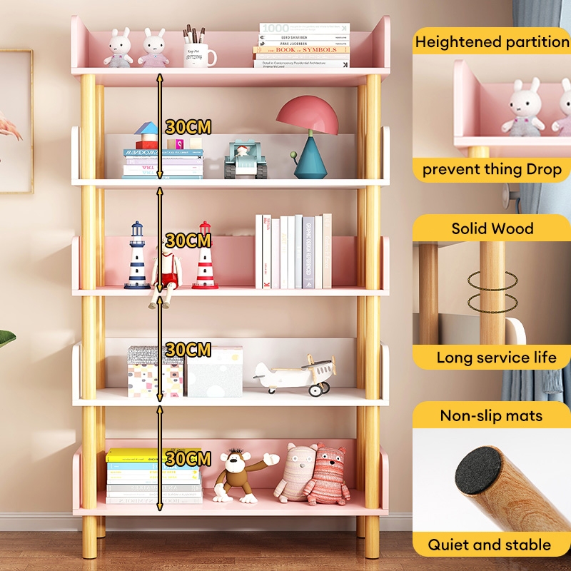 Wooden bookshelf storage rack Multifunctional bookshelf 4/5/6 layers ...