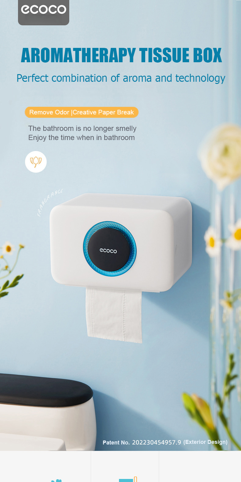 Ecoco Fragrance Tissue Box Wall-mounted Toilet Tissue Holder with ...
