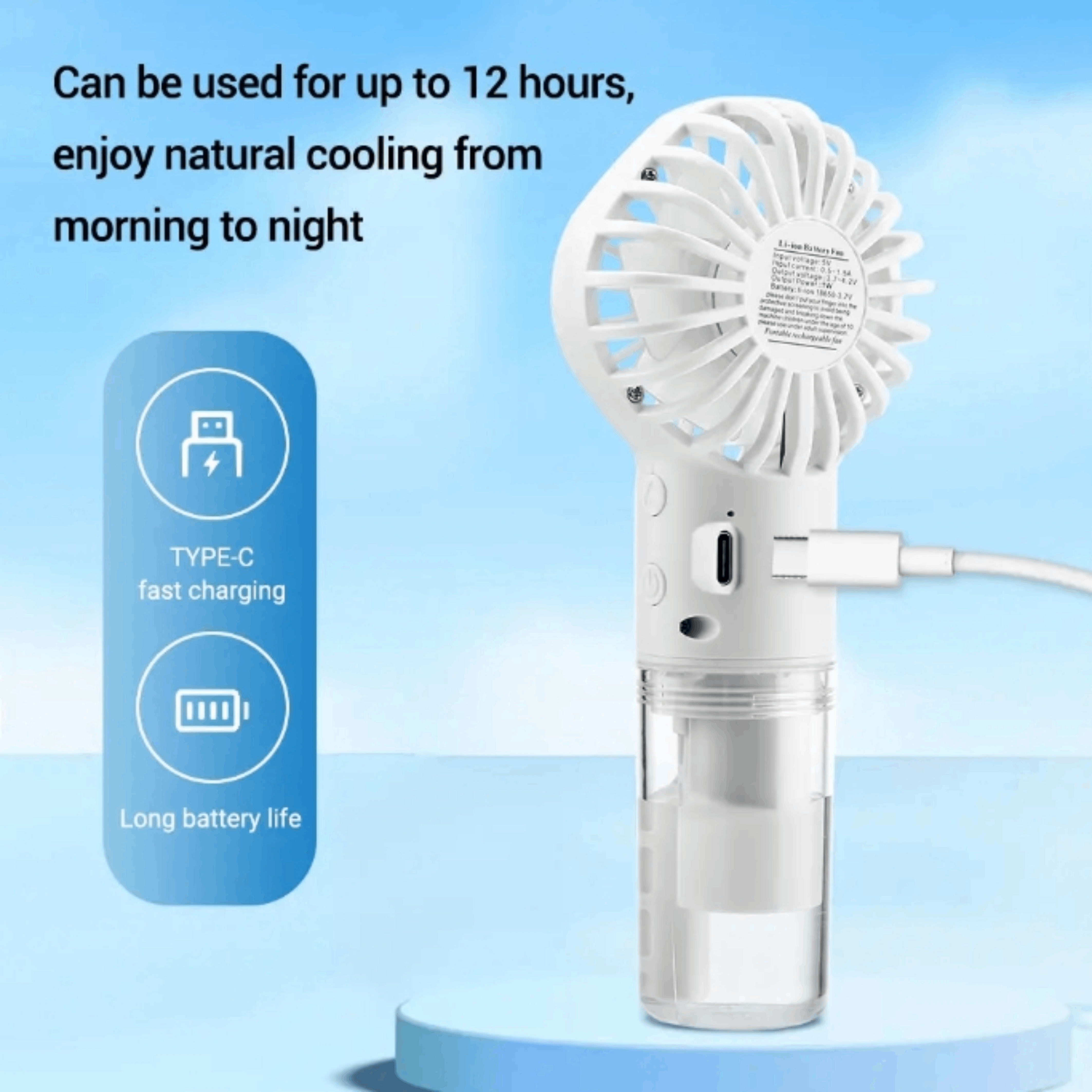 F3 Hand Held Spray Fan Mini Desktop Fan Rechargeable USB-Type C Mini ...