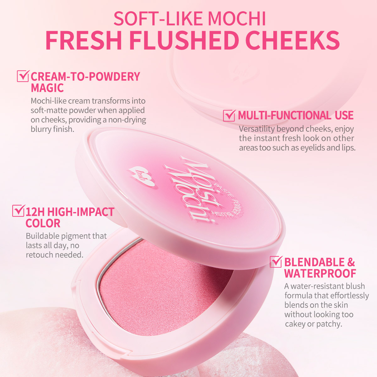 6.19 [BUY 1 GIFT 1/12AM-2AM] barenbliss Mochi Blush|Moist Mochi Duo ...