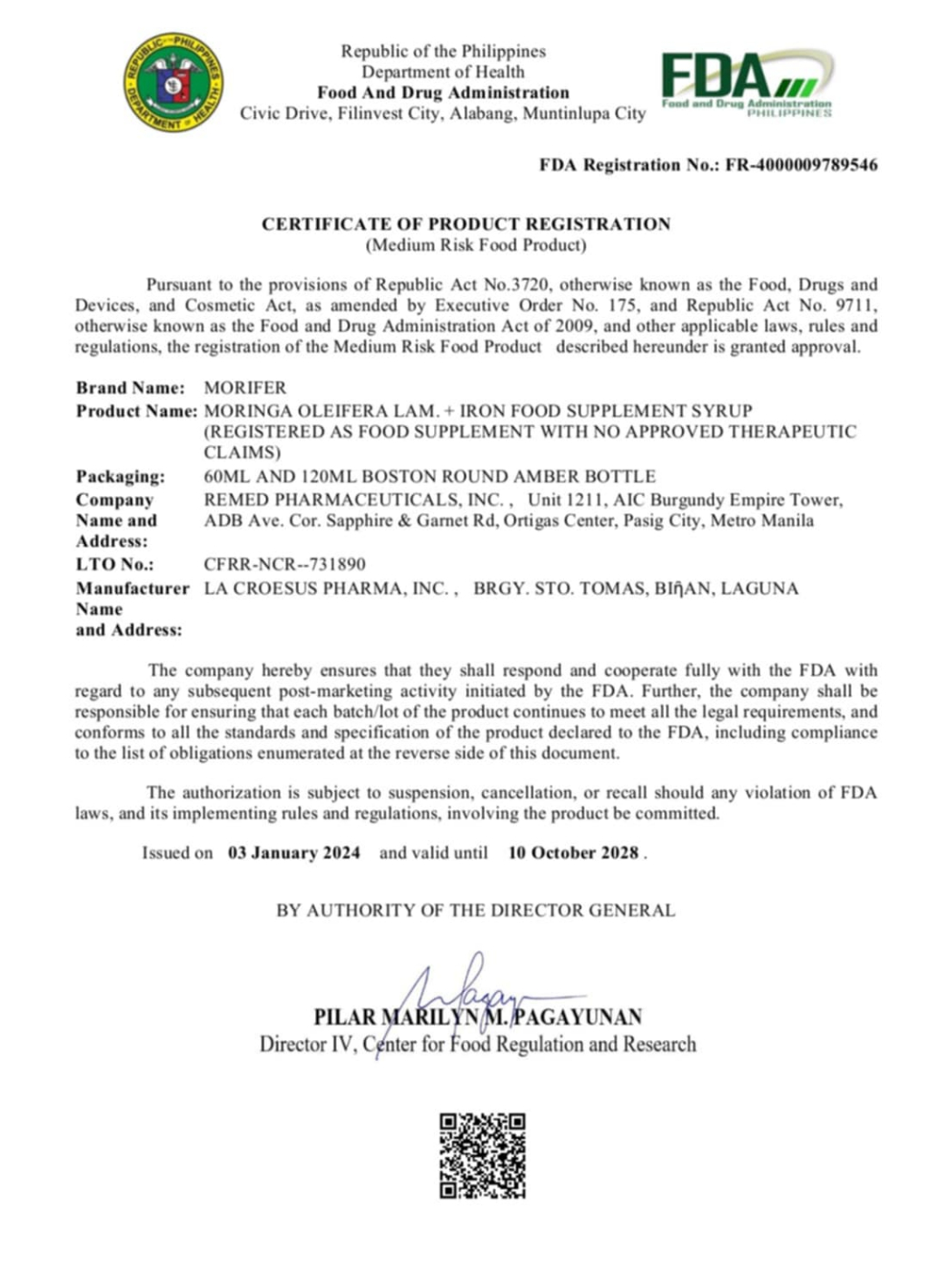 Morifer Moringa Oleifera Lam. + Iron Syrup Food Supplement | Shopee ...