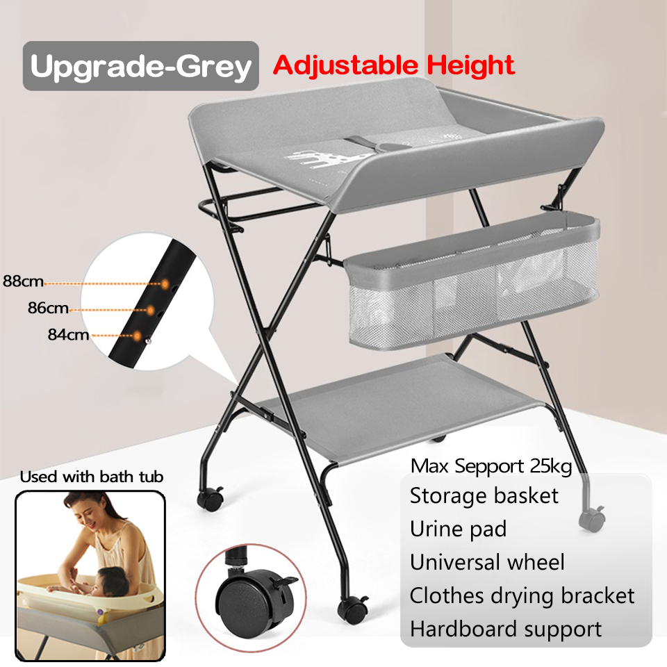 Baby Diaper Changing Table Foldable Newborn Care Station 0-3 Years ...
