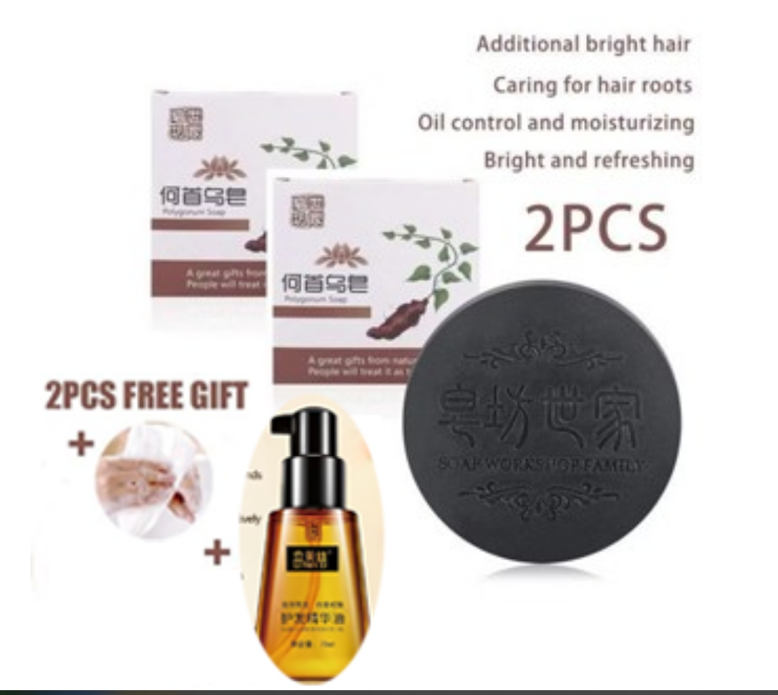 Buy 1 Take 2 Hair Growth Soap Ginseng Polygonum Soap Hair Darkening ...