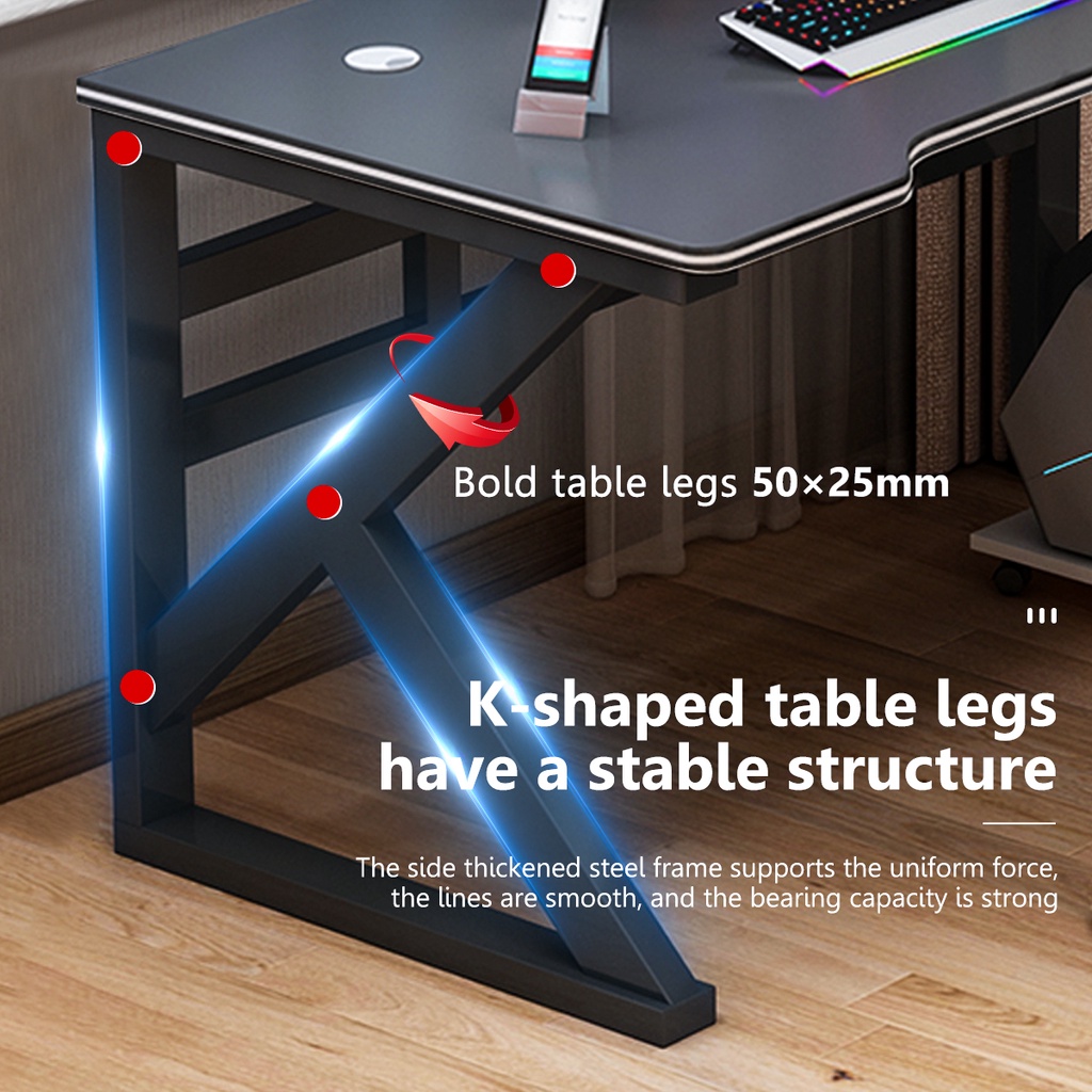 Computer table Office Study table100/120/140CM Thickened steel Gaming ...