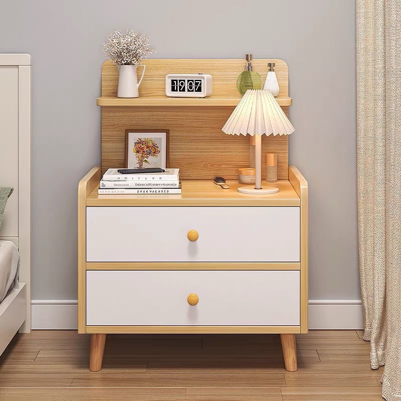 Woden Beside Table With Shelf Solid Wood legs modern Side table Storage ...