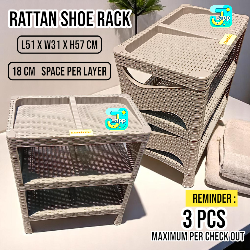 CENTRIX 3 LAYER AESTHETIC RATTAN BROWN SHOE ORAGNIZER WITH DIVISION ...