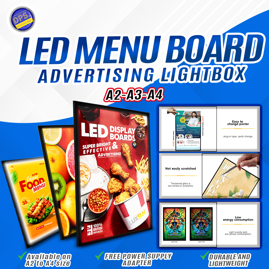 DPS Advertising LED Menu Lightbox Black / Board Frame Menu / LED Menu ...