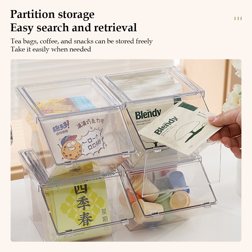 Clear Tea Bag Storage Container Stackable Coffee Sachet Organizer ...