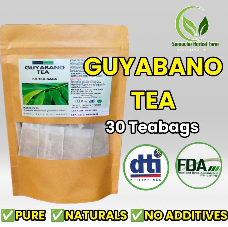 PURE GUYABANO (GRAVIOLA) TEA 30 PCS TEABAGS/ FDA APPROVED /ALL NATURALS ...