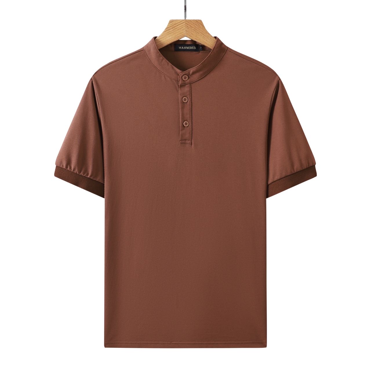 Mannered by HUILISHI Premium Chinese Collar Polo Shirts for Men Plain ...