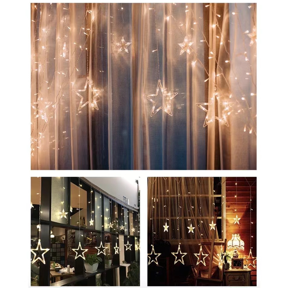 Led Curtain String Lights Window Curtain Lights with 8 Flashing Modes ...