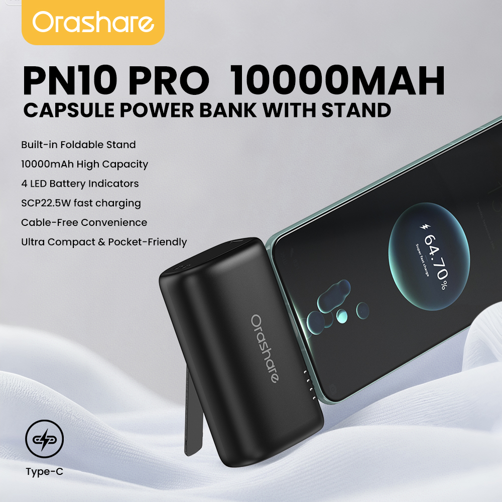 Orashare PN10Pro 10000mAh Powerbank with Stand PD20W/SC22.5W Fast ...
