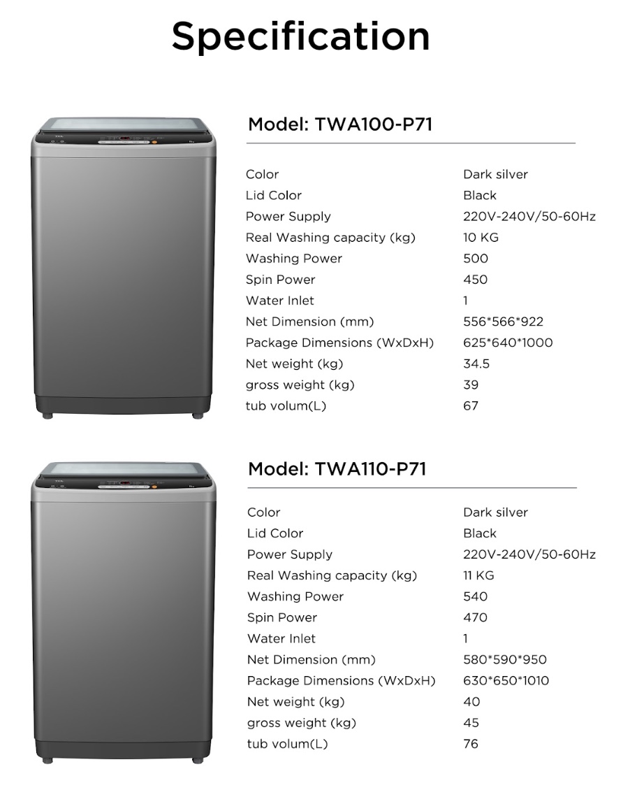 TCL Inverter Top Load Fully Automatic Washing Machine P71, 24 Hours ...