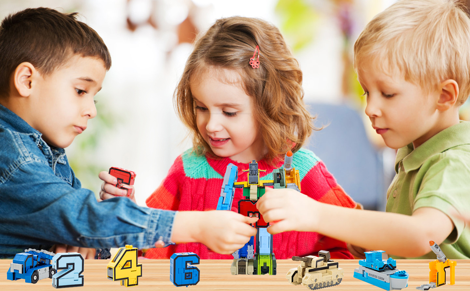 NIKO 10pcs Number Transformers Robot Toys DIY Early Educational ...