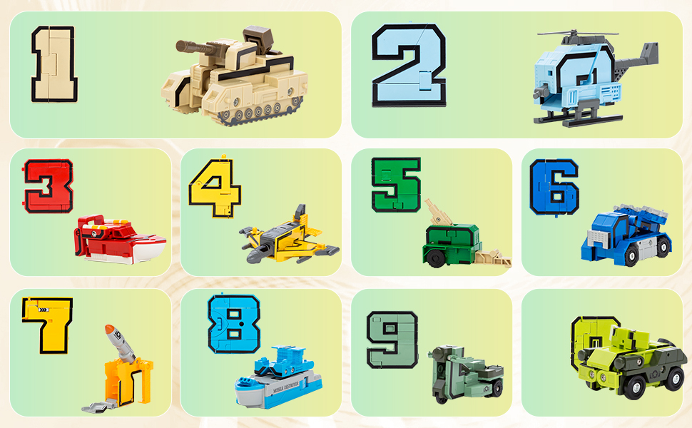 NIKO 10pcs Number Transformers Robot Toys DIY Early Educational ...