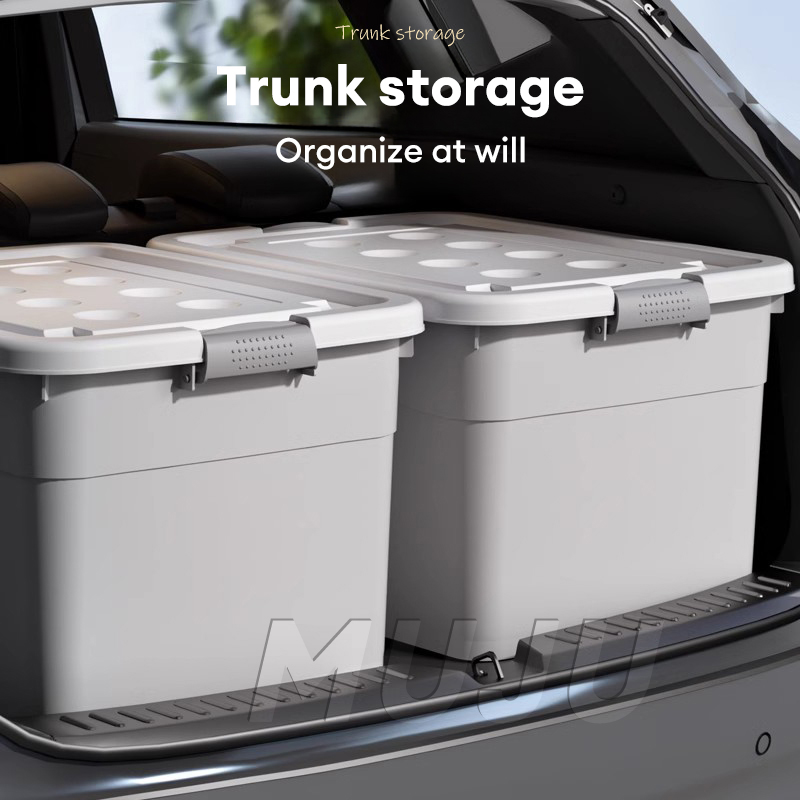 MUJU Plastic Storage Box Sundries Organizer Bin With Wheel and Lids ...