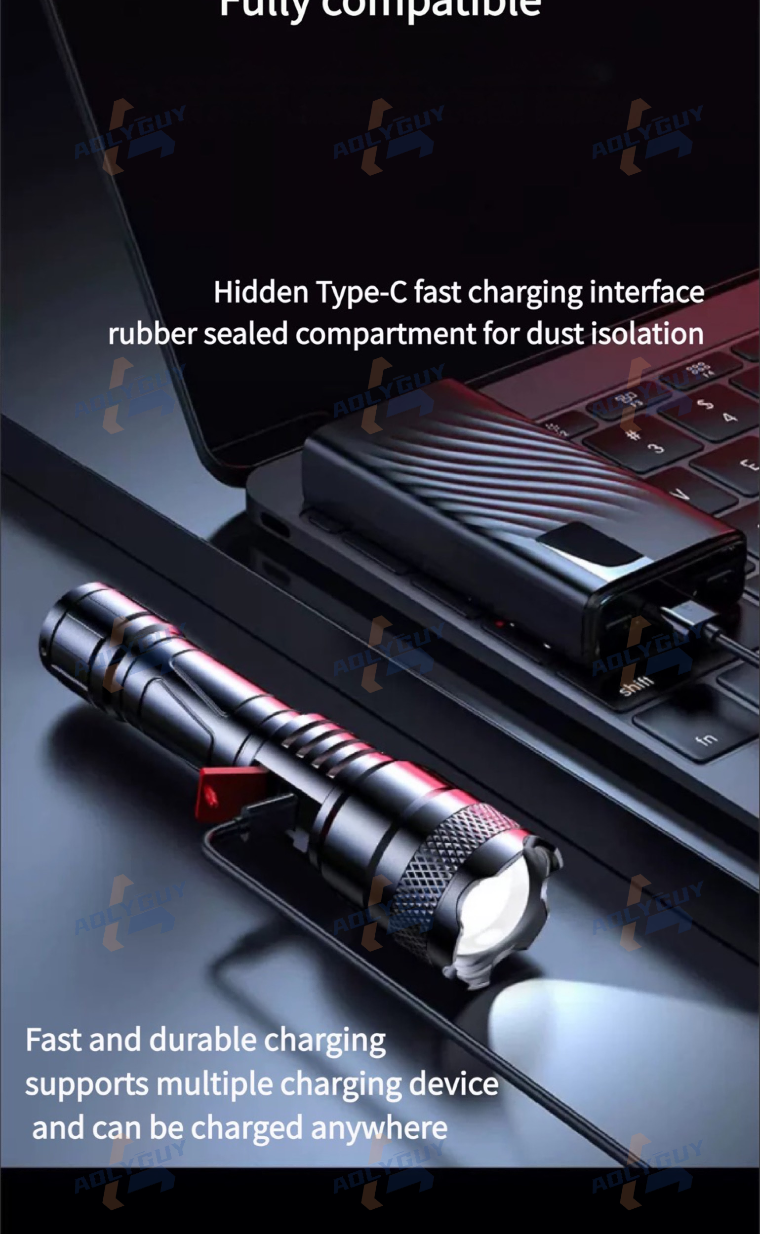 Super Bright Rechargeable LED Flashlight Waterproof Zoom Portable ...