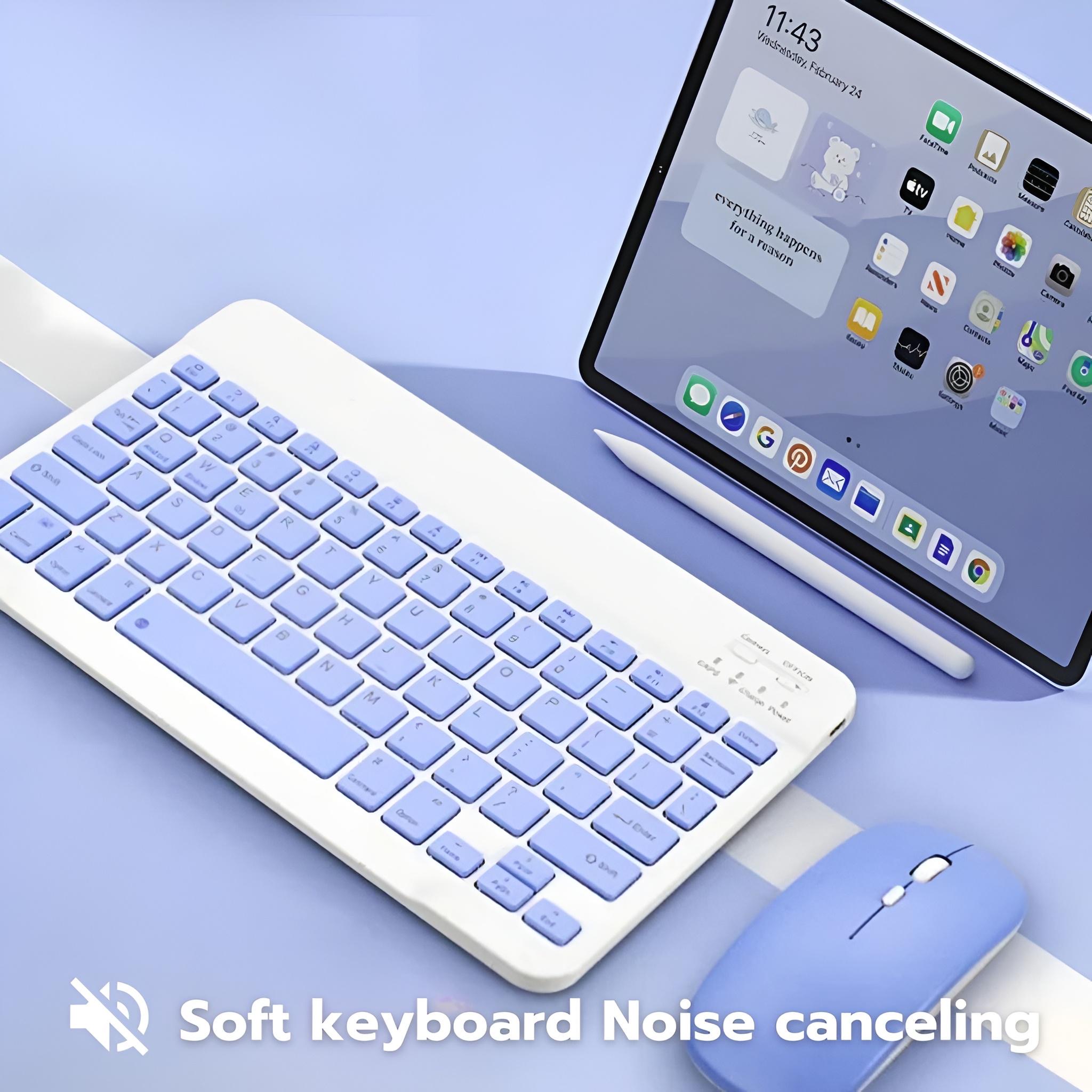 Wireless Keyboard and Mouse 10 inch Macaron Colors for Phone Laptop ...