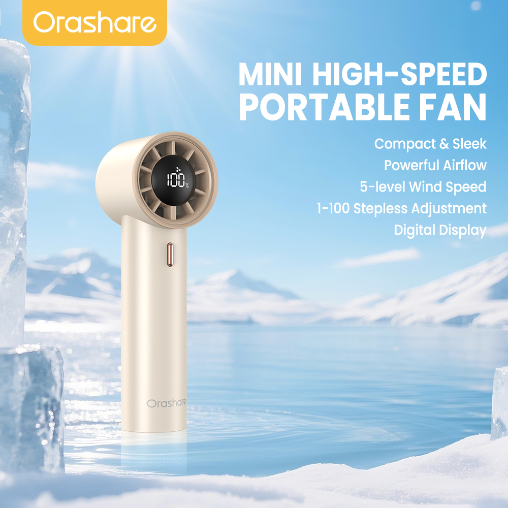 Orashare HF18 Ultra Mini Fan High-Speed Wind 100-Speed Stepless Speed ...