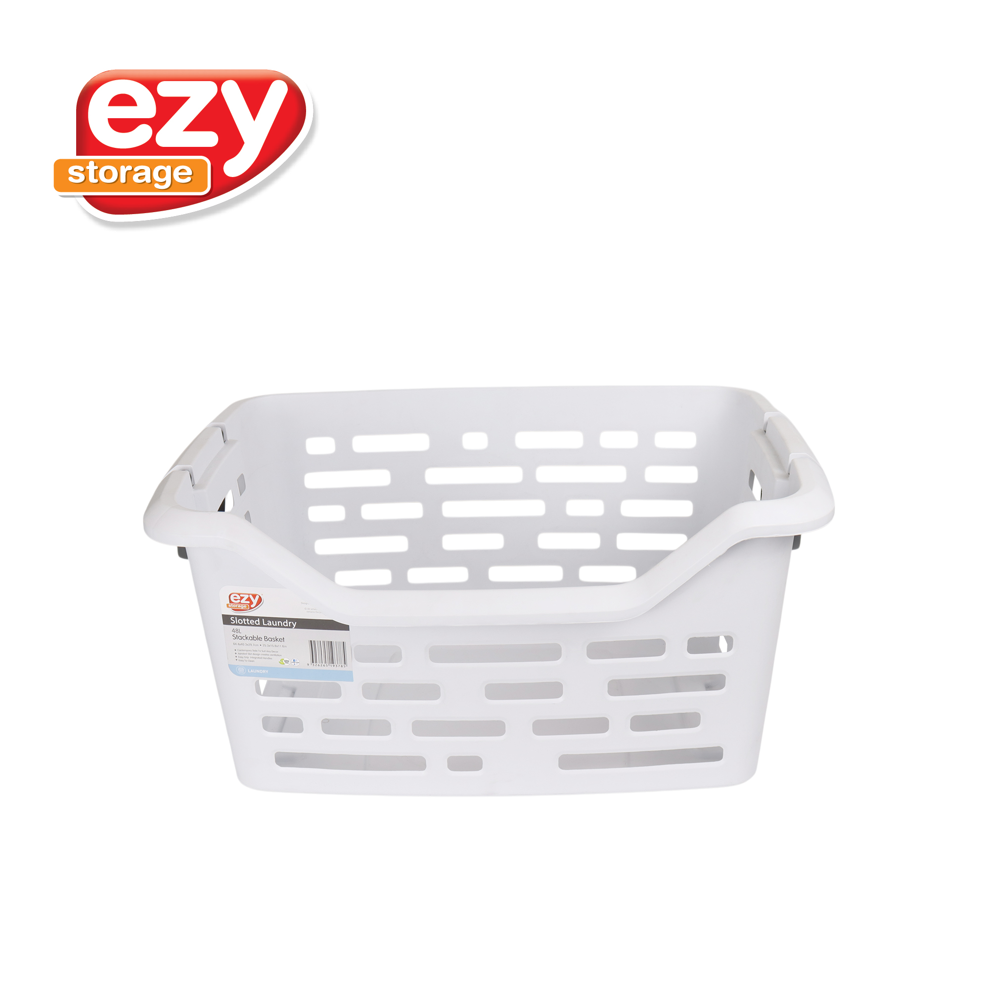 Ezy Slotted stackable laundry basket 48L, L59 x W39 x H29cm Recyclable ...