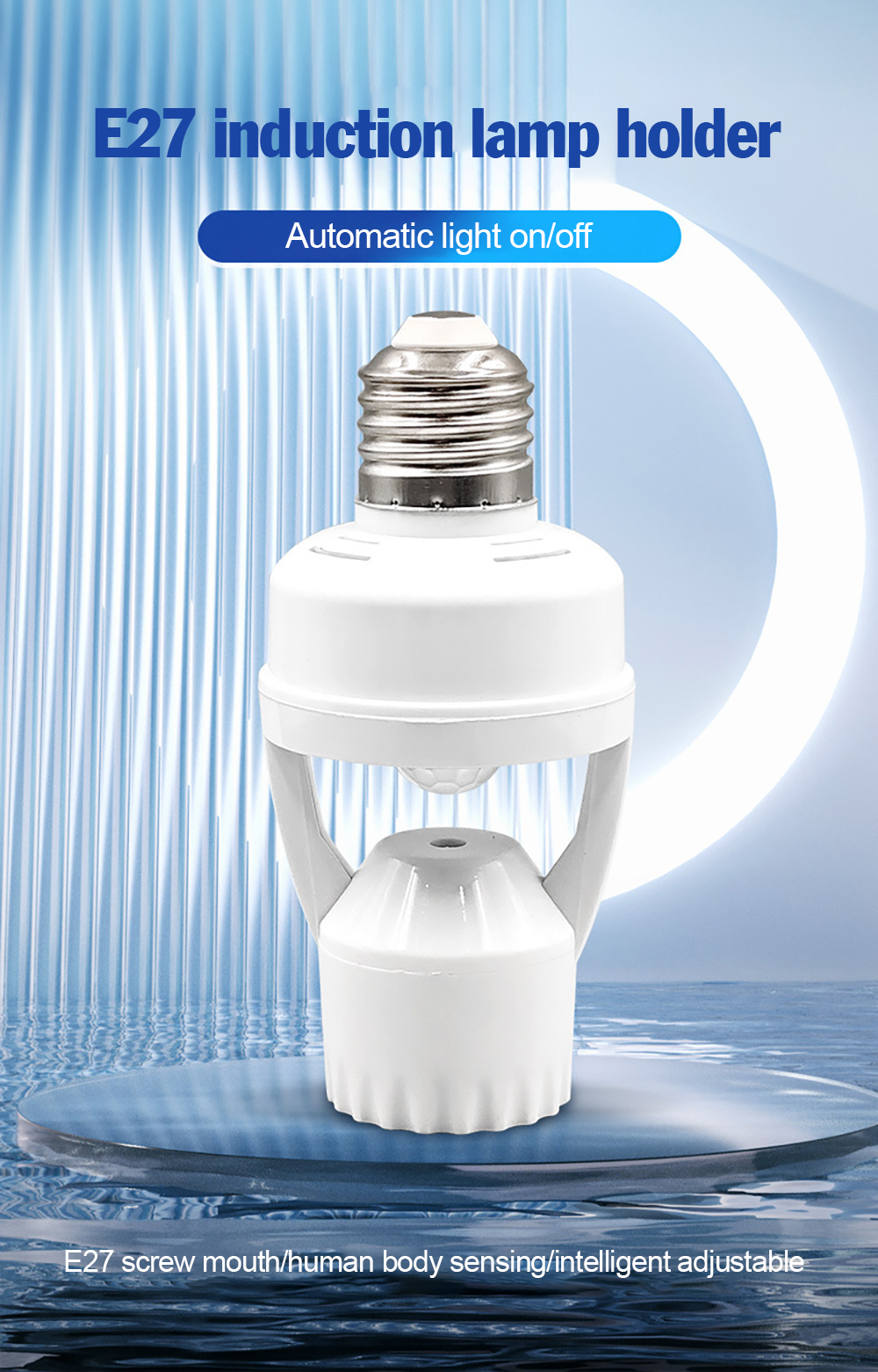 Luxy E27 Radar Sensor LED Bulb Socket Light Bulb Lamp Holder Auto On ...