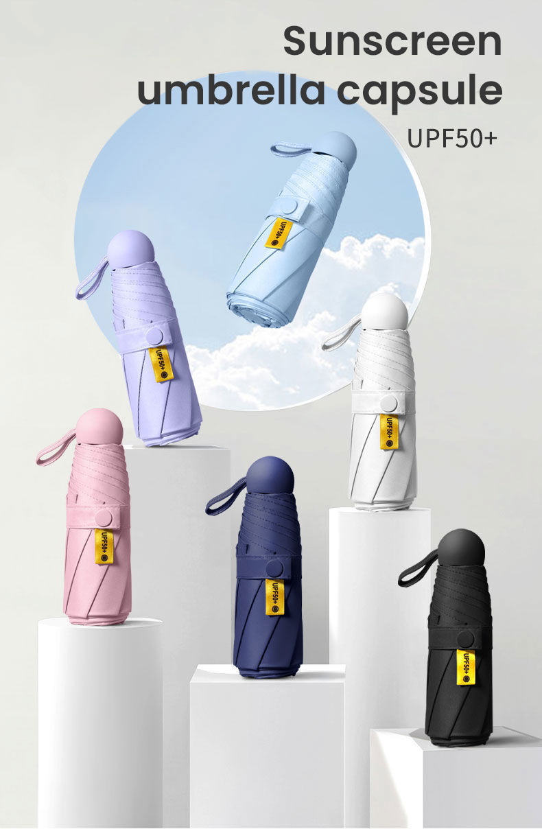 Ultra-light Mini Five-fold Umbrella UV Protection Sunshade Umbrella Rain Anti UV Pocket Umbrella ...