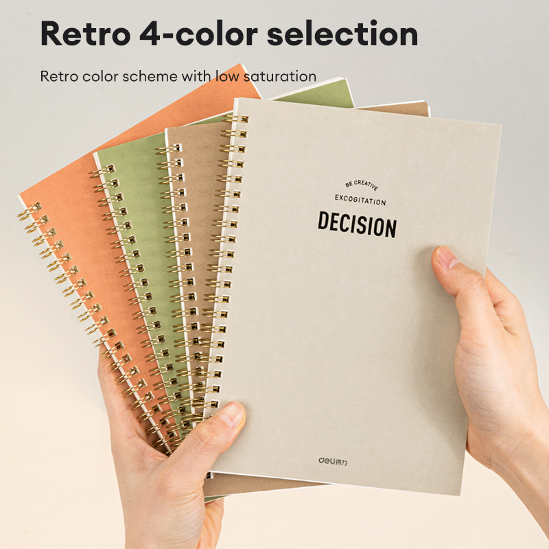 Deli 5PCS Thick A5 Spiral Notebook 60 Sheets Student Line Hardbound ...