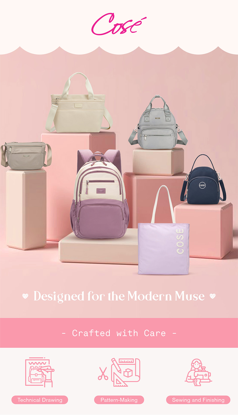 Cosé Erica Padded Laptop Backpack 2-in-1 Collection | Shopee Philippines