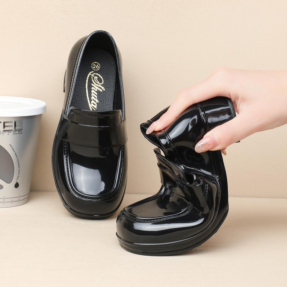 glossy kids black school shoes ladies women office girl student work ...