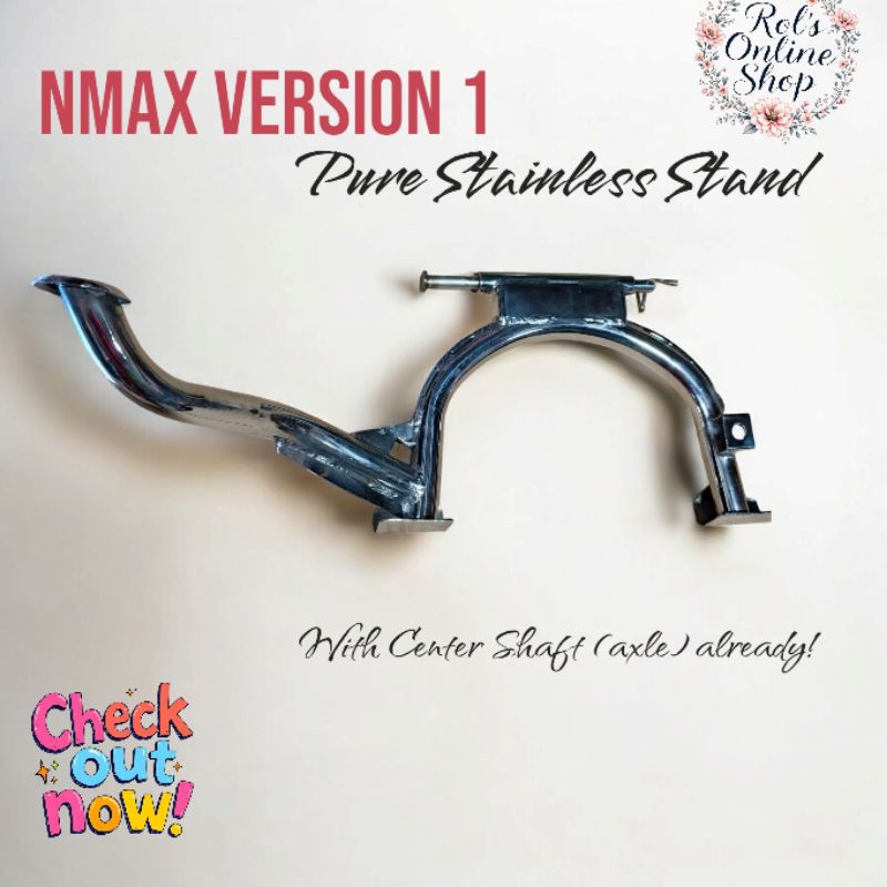 NMAX V1 Center Stand Stainless with axle and Clip lock already | Shopee ...