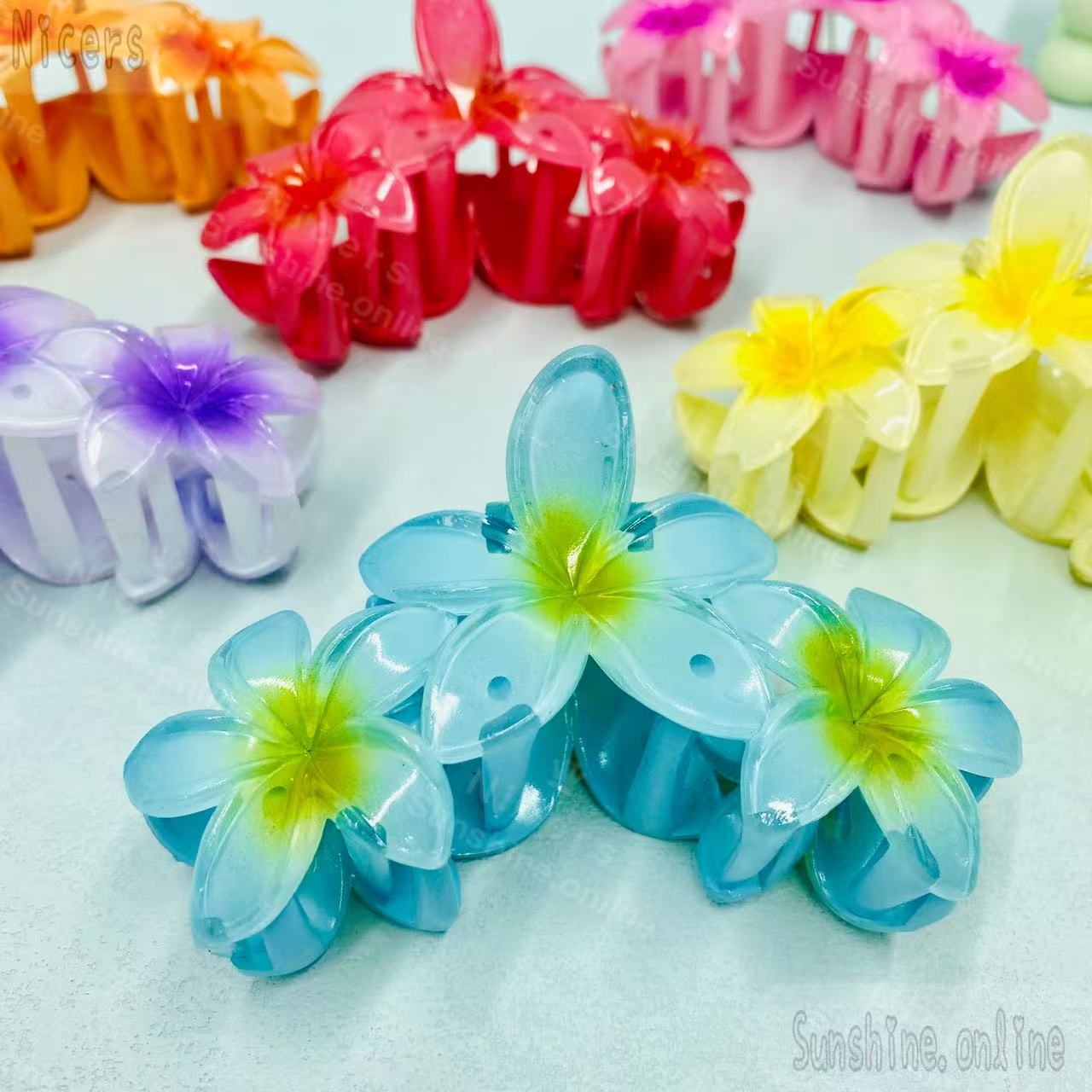 Colorful Flower Hair Clamp with 3 Large size Flowers #H728 Fashionable ...