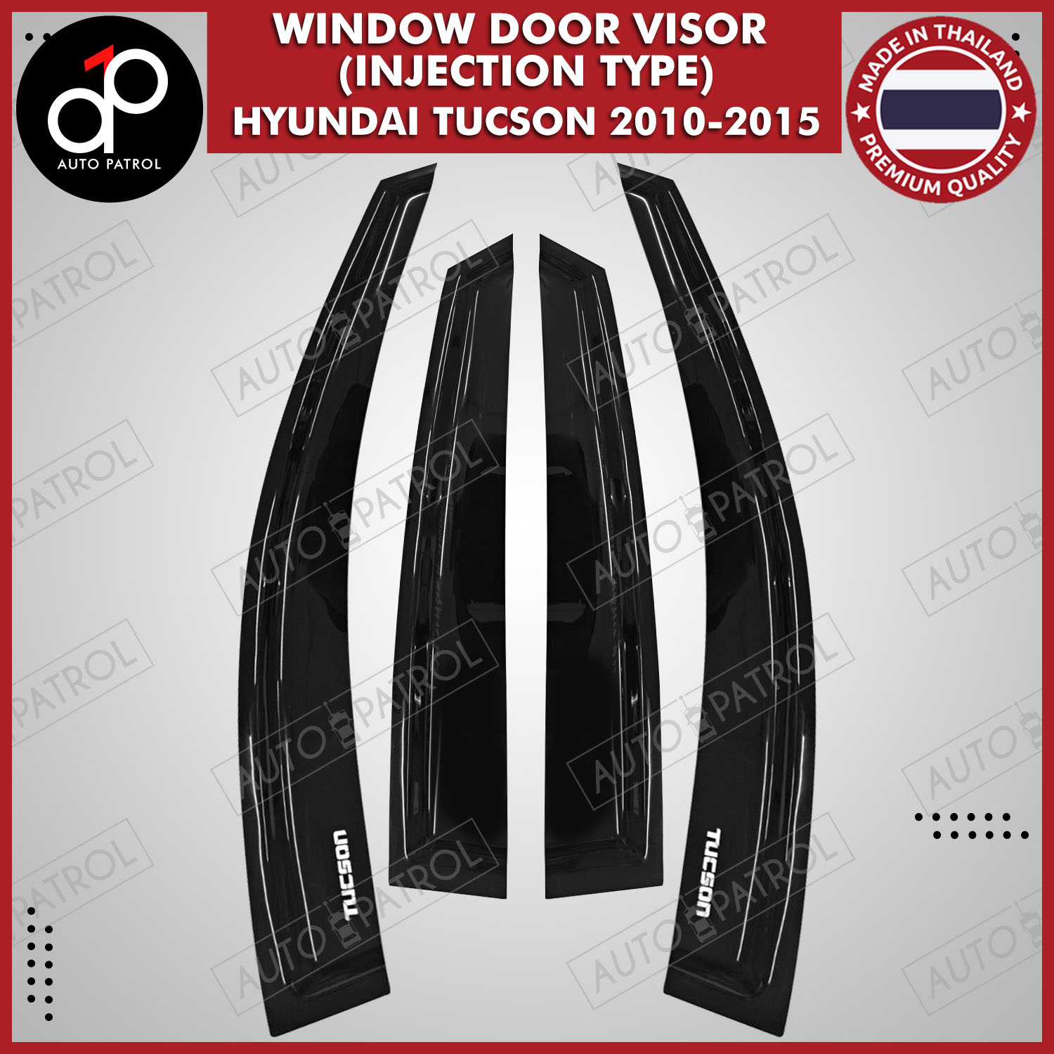 HYUNDAI TUCSON 2010-2015 Window Door Rain Visor Black (INJECTION TYPE ...