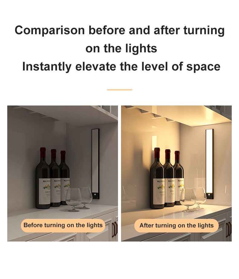3 Color Dimming Kitchen Cabinet Light 20/30/40/60/80cm Cabinet Light ...