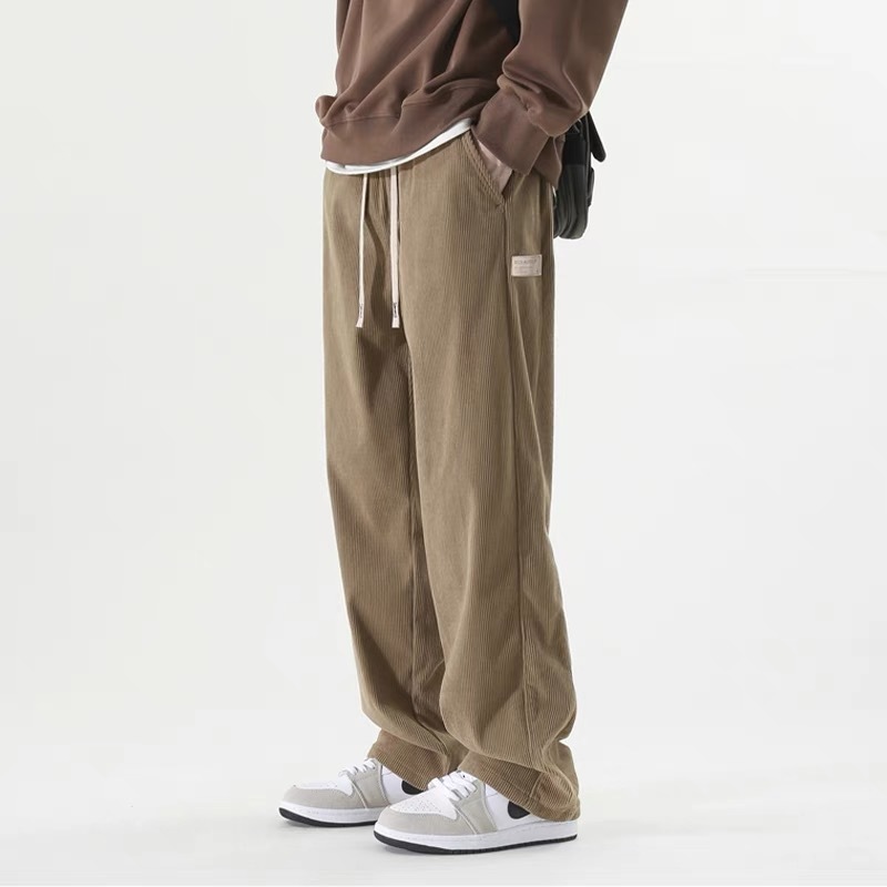 Labeling Corduroy Pants For Men Stripe Texture Cuts Slocks Korean Baggy ...