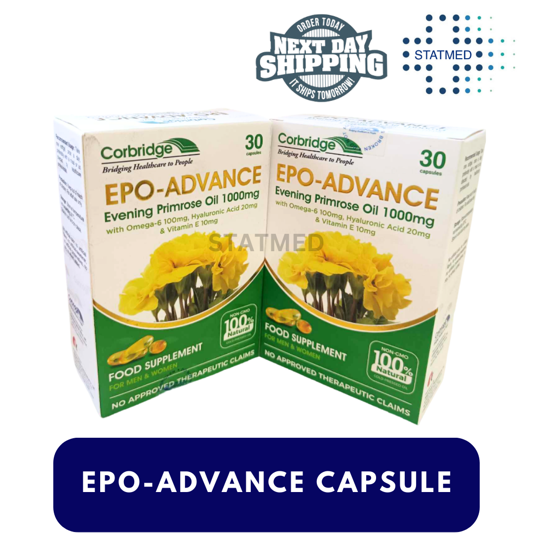 EPO-ADVANCE Evening Primrose Oil 1000mg Capsule Food Supplement l 10 ...