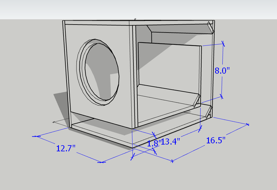 Mini Scoop 8 Inch LPORTED 41Hz Tuned Long Depth Speaker Box, Subwoofer ...