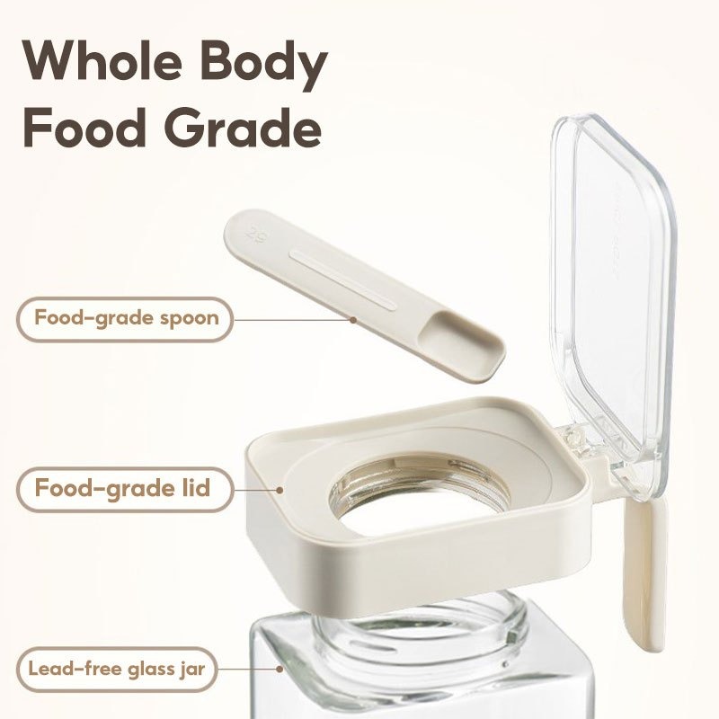 Seasoning Container with Spoon Kitchen Salt/MSG Storage Bottle Sealed ...