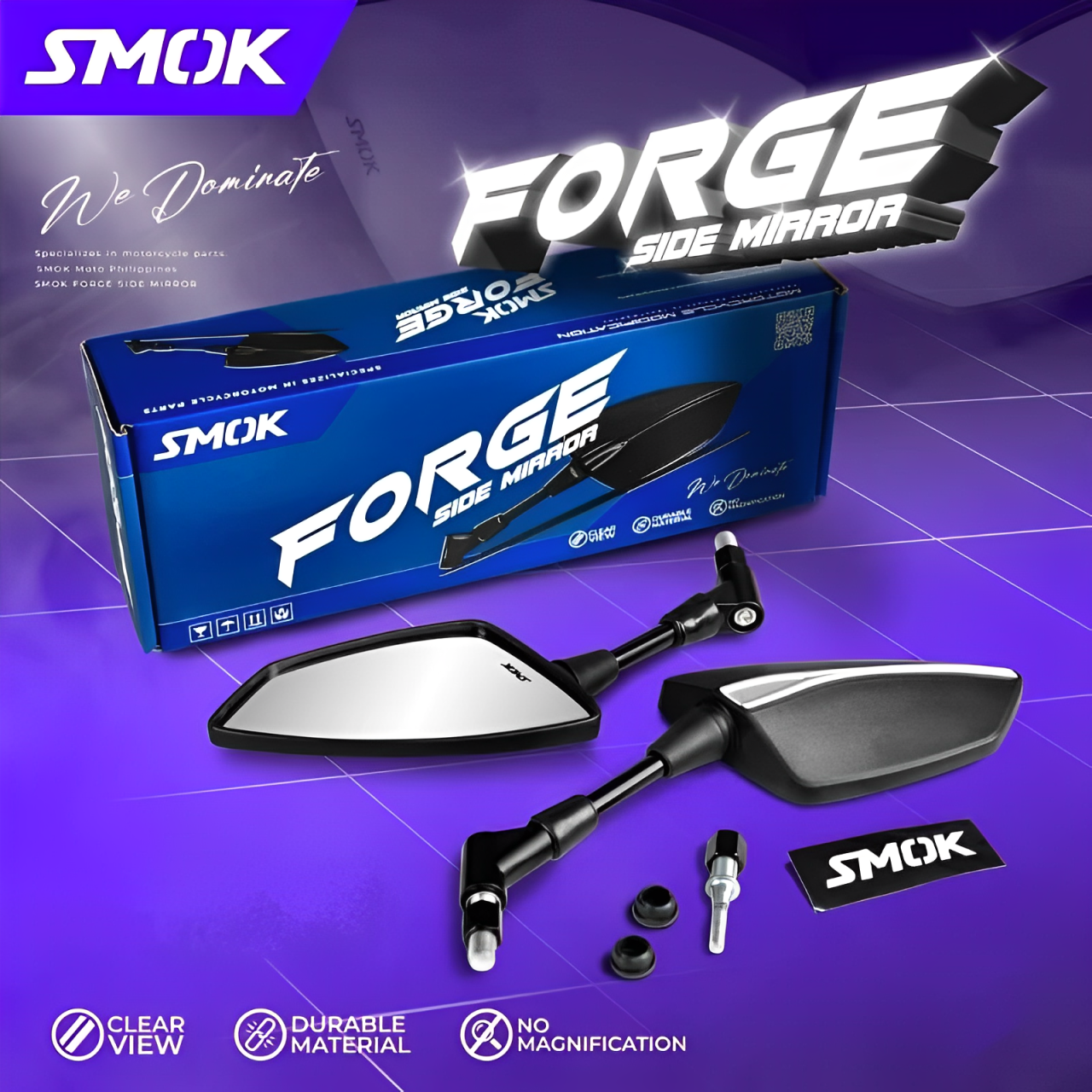 【EAGLE SPEED】SMOK FORGE BLACK SIDE MIRROR WITH BOLT UNIVERSAL ORIGINAL ...
