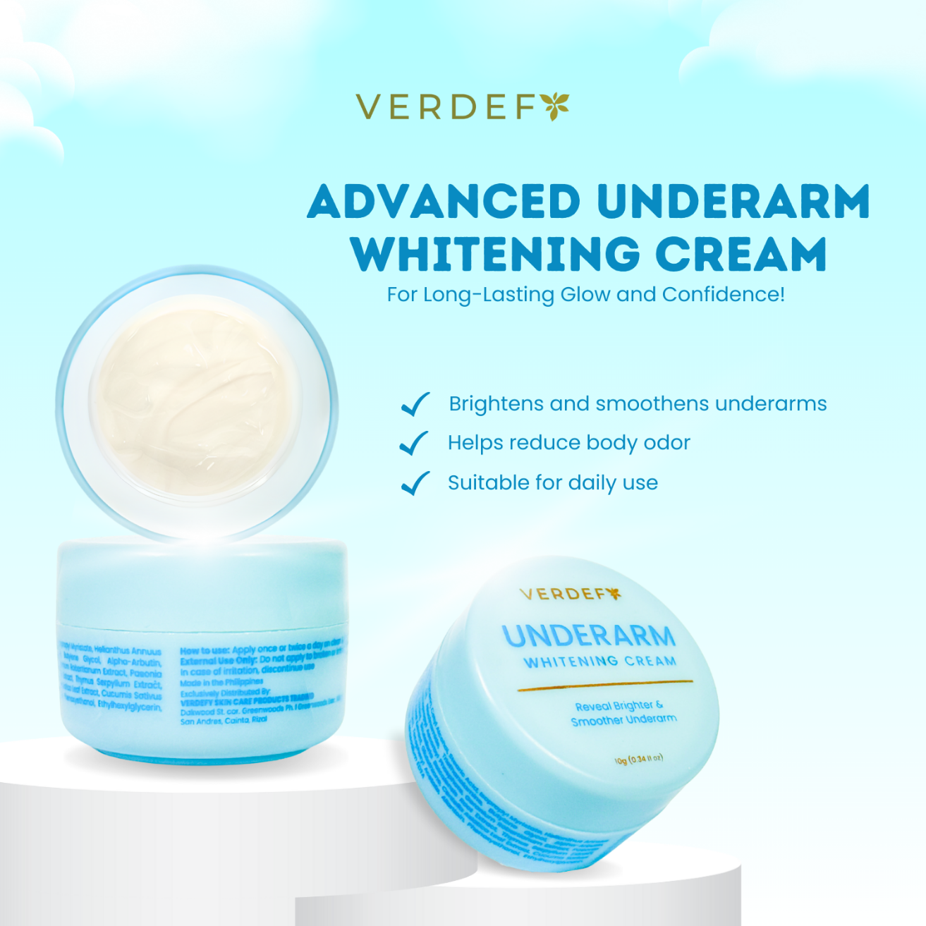 VERDEFY Underarm Whitening Cream - Deo Cream 10g - Underarm Care ...