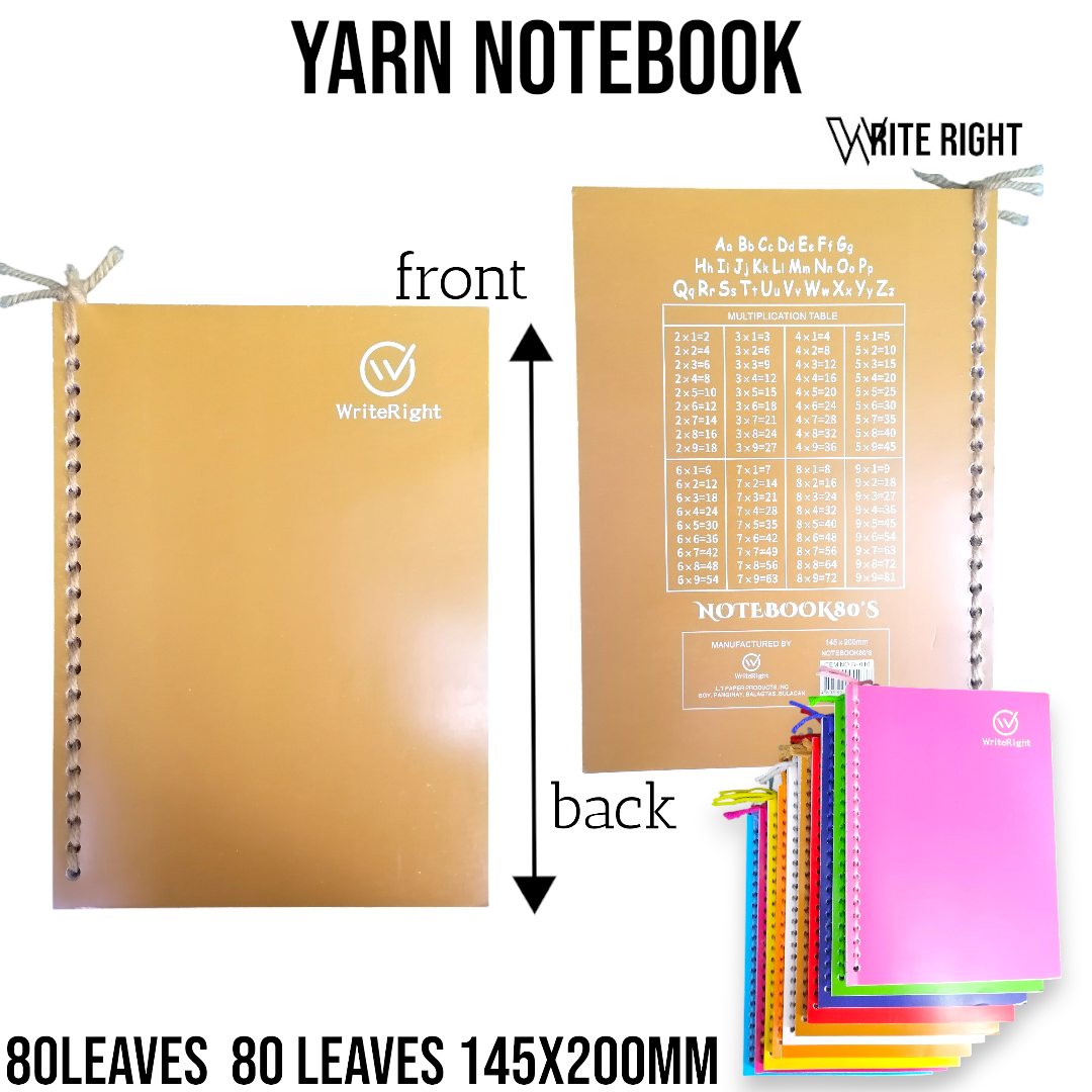 10Pieces Yarn Notebook for Grade School & Secondary 80Leaves w/Plastic ...