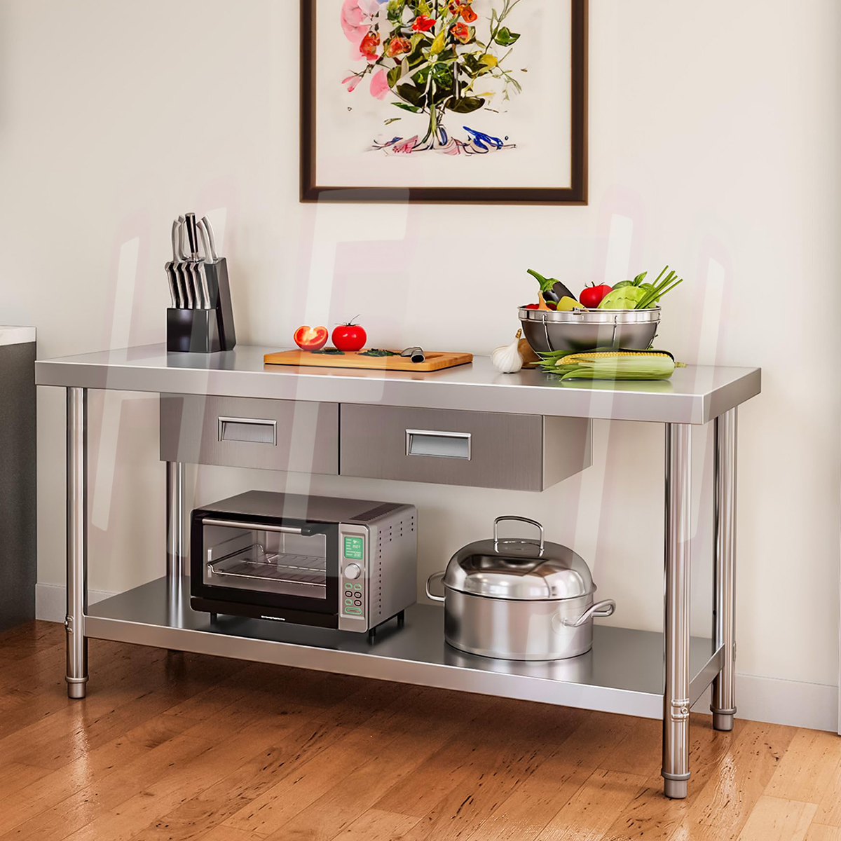 Commercial 304 Stainless steel Table With drawer Kitchen Storage table ...