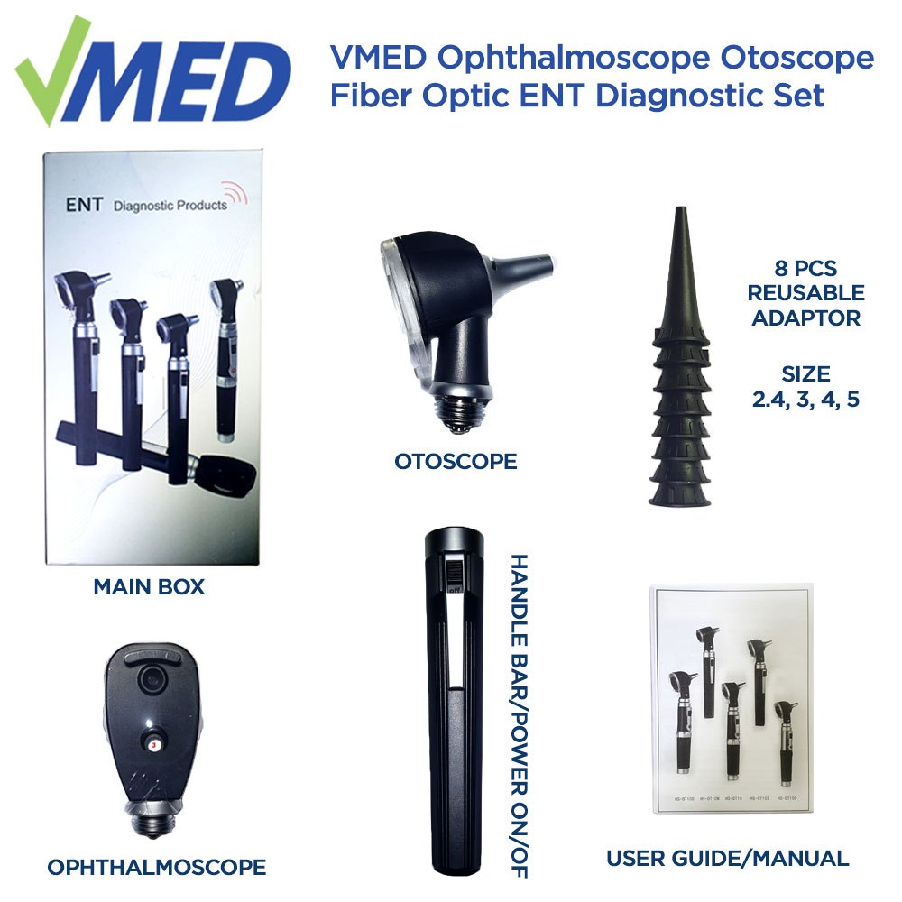 VMED Ophthalmoscope Otoscope Fiber Optic ENT Diagnostic Set | Shopee ...