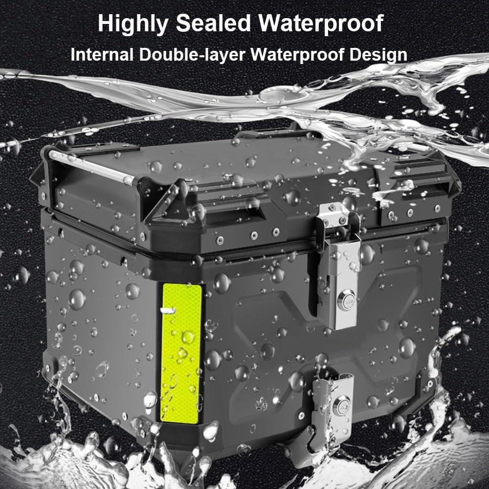 Motorcycle Aluminum Rear Box,45L 55L 65L Waterproof Motorcycle Trunk ...