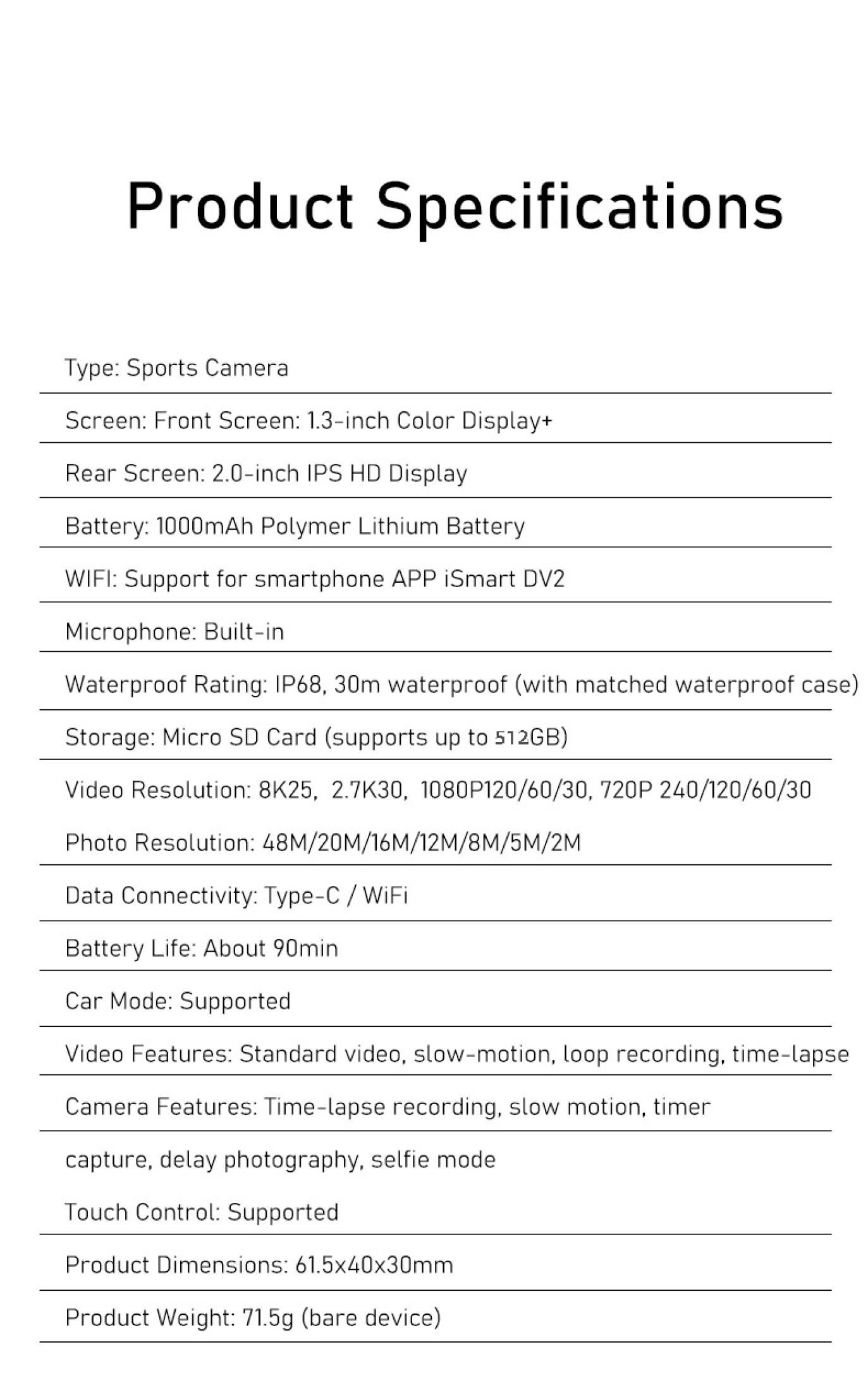 ALSTON A13 PRO action camera 8K HD Touch Screen Sports Video WIFI ...