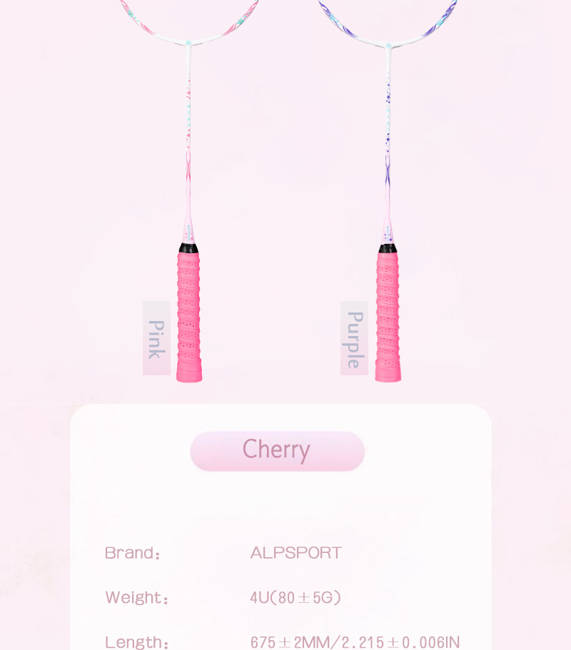 ALP New Cherry 4U 25LBS Badminton Racket 100% Full Carbon Fiber ...