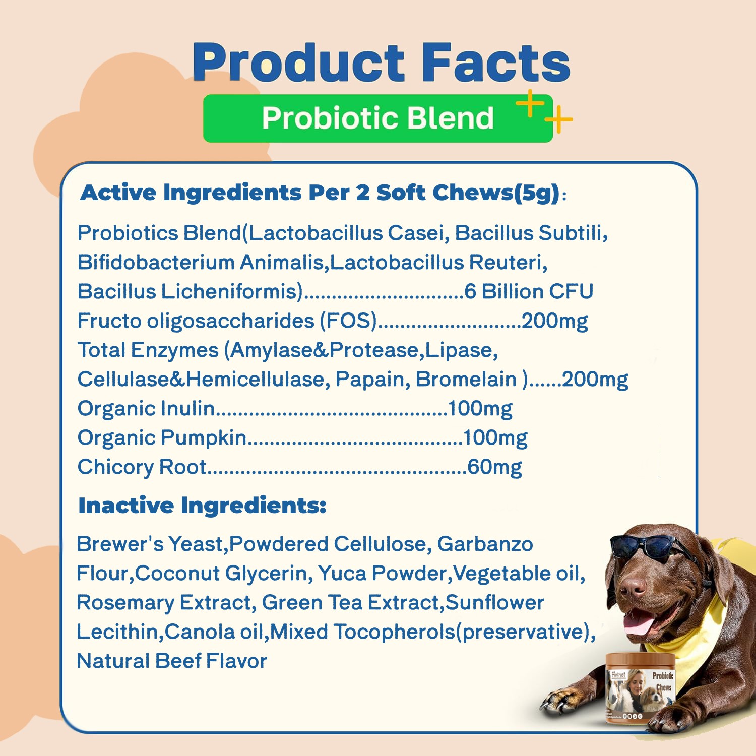 Furtrust Happy Tummy Dog Probiotics-Rich Chews Healthy Dog Treats Pet ...