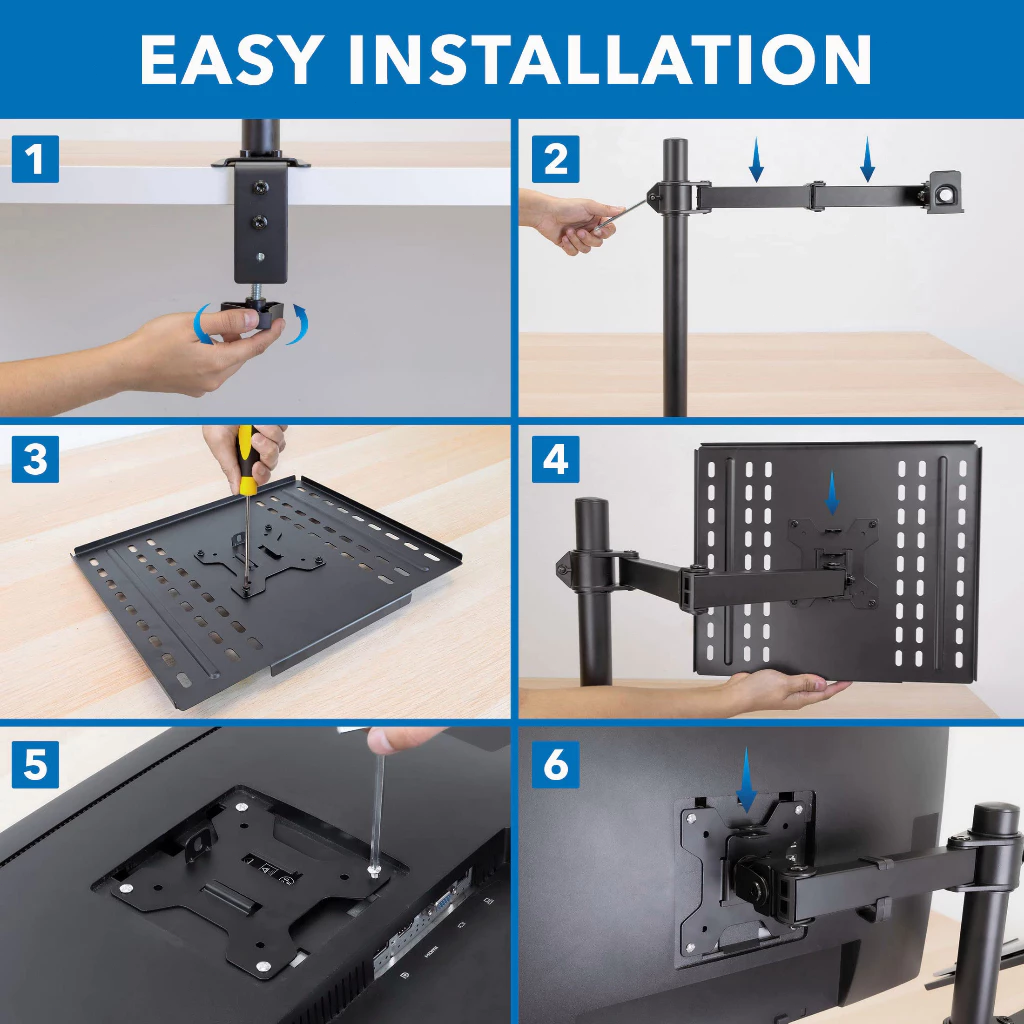 EXPOSE Monitor Stand With Laptop Tray Dual Arm Desk Mount Fully ...