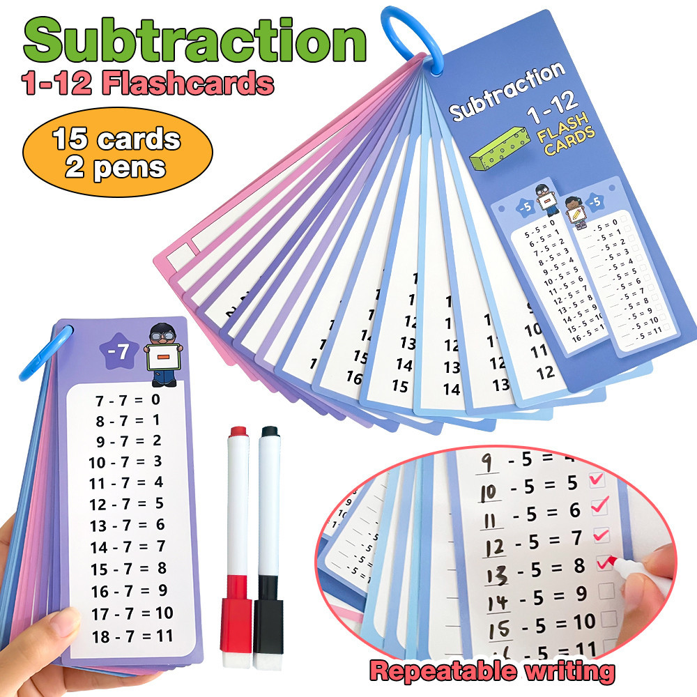 0-12 Addition Subtraction Multiplication Division Cards ,Educational ...
