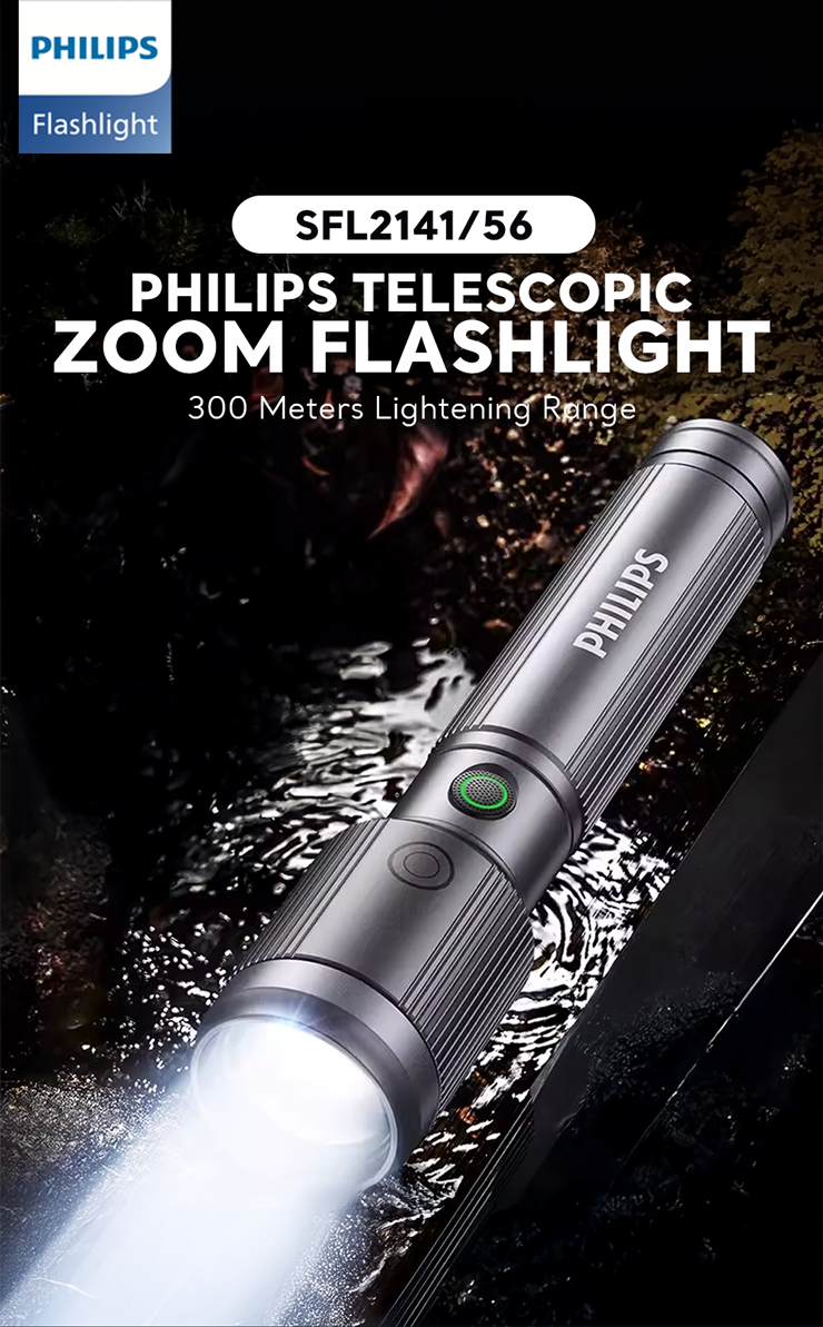PHILIPS Zoomable S Flashlights SFL2141-56 Original - Aircraft Aluminium ...